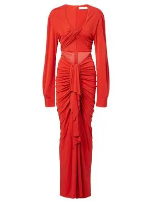 Christopher Esber Vivenda Gathered Cutout Gown - Orange