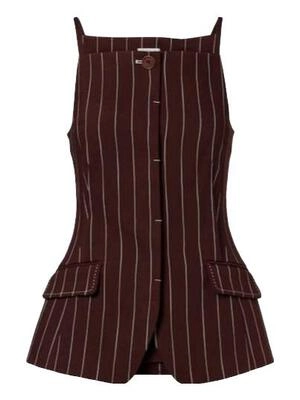 Simkhai Edie Striped Square Neck Top - Brown