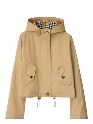 Burberry Hooded Short Gabardine Parka - Flax