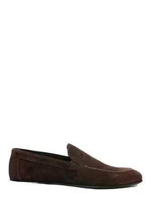 JOHN HARRISON Suede Loafers With Whipstitch Detailing - Brown