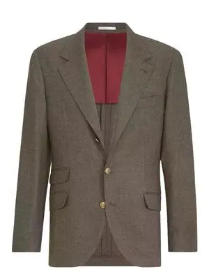 Brunello Cucinelli Mouliné Virgin Wool Twill Deconstructed Cavallo Blazer - Brown