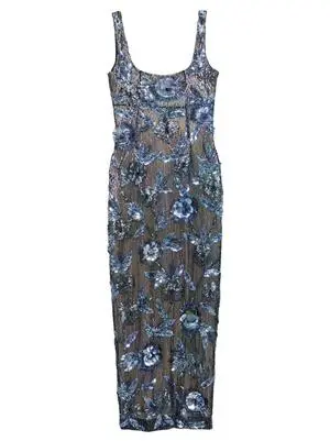 Rachel Gilbert Embellished Floral-appliqué Midi Dress - Blue