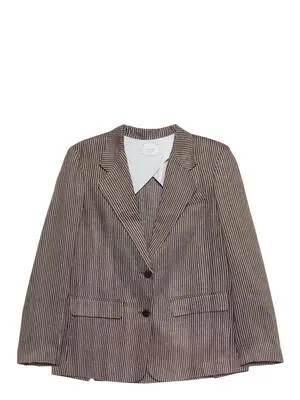 ALYSI Striped Blazer - Brown