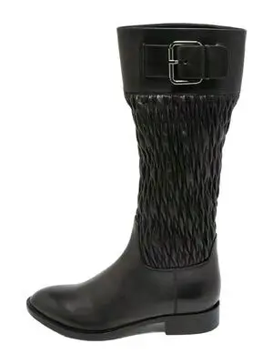 Gucci Ruched Buckle Detail Boots - Black