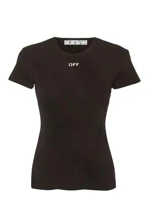 Off-White Logo Print Ribbed Knit T-shirt - Black
