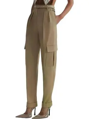 MUGLER Wool Twill Cargo Pants - Neutrals