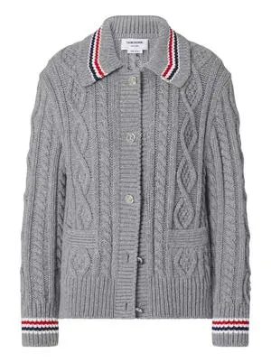 Thom Browne Aran Cable-knit Cardigan - Grey