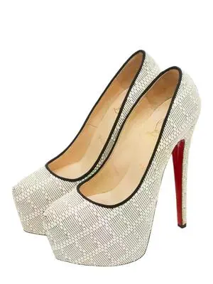 CHRISTIAN LOUBOUTIN Daffodile Raffia Platform Pumps - Neutrals