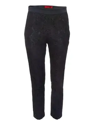 Carolina Herrera Navy Floral Lace Tailored Trousers - Blue