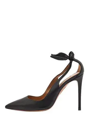 AQUAZZURA Aquazzura Black Leather Pointed Toe Pumps Black