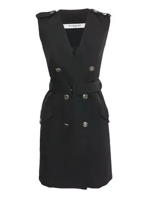 Givenchy Double-breasted Gabardine Mini Dress - Black