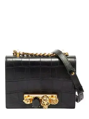 Alexander McQueen Jewelled Leather Mini Bag - Black