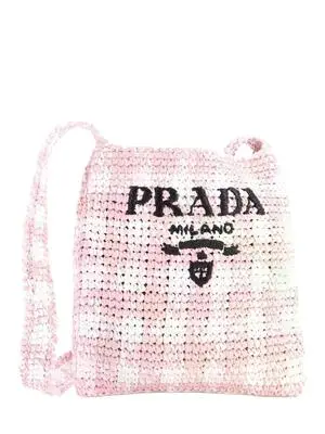 Prada Raffia Messenger Bag - Pink