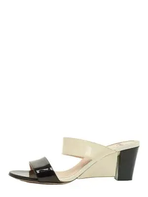 Fendi Tricolour Patent Wedge Sandals - Black