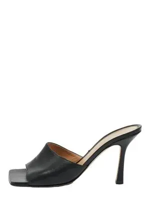 Bottega Veneta Stretch Square-toe Leather Heeled Sandals - Black