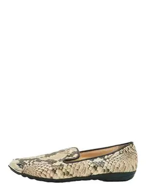 GIUSEPPE ZANOTTI Python-embossed Leather Slippers With Metal Toe Cap - Neutrals