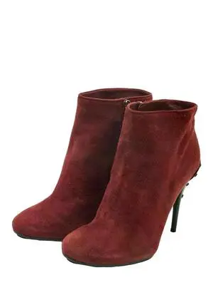 TOD'S Suede Studded Ankle Boots - Red