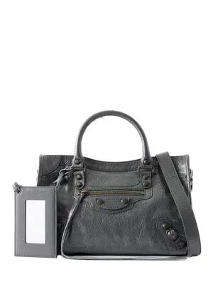 Balenciaga Le City Small Embellished Textured-leather Tote - Gray