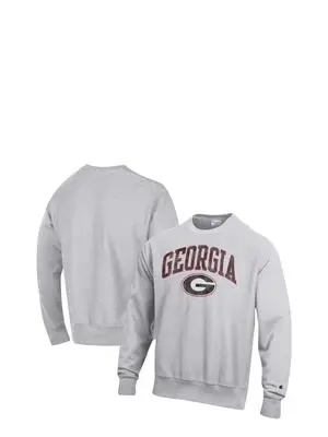 Champion Georgia Bulldogs Distressed Arch Over Logo Reverse Weave Crew Neck Sweatshirt - Gray