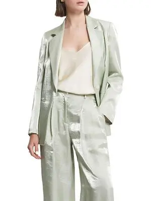 OTTOD'AME Viscose And Linen Blend Jacket With Satin Effect - Mint