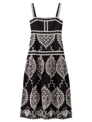 CARTOLINA Adair Embroidered Midi Dress - Noir