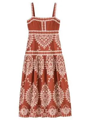 CARTOLINA Adair Embroidered Midi Dress - Saffron