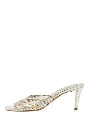 Stella McCartney Metallic Knotted Leather Heeled Sandals - Silver