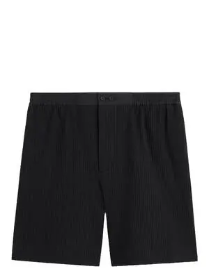 Cos Ribbed Cotton-jersey Shorts With Paneled Waistband - Black