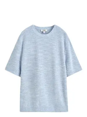 Cos Relaxed Bouclé-knit T-shirt - Blue