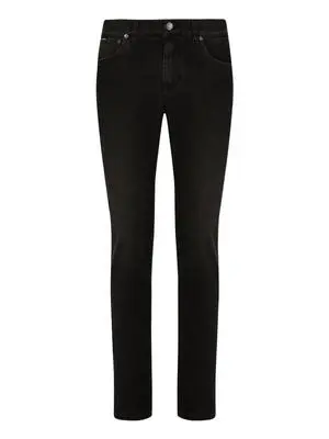 Dolce & Gabbana Slim-fit Jeans With Logo Plaque - Black
