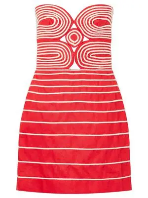 ANDRES OTALORA Muy Poetica' Embroidered Linen Mini Dress - Red