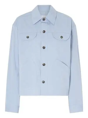 FRAME Utility Cropped Cotton-poplin Jacket - Blue