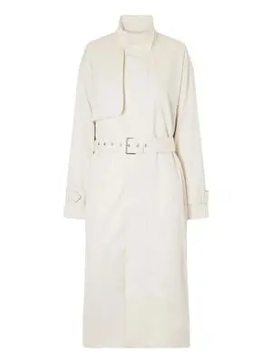 FRAME Belted Cotton-twill Trench Coat - Neutrals