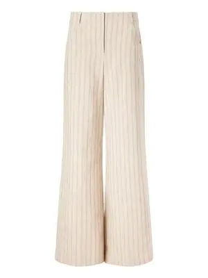 TWP Demie Striped Wide-leg Pants - Neutrals