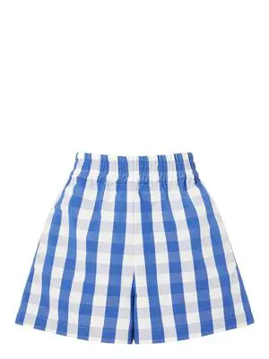 MARTA FERRI Vichy Cotton-blend Shorts - Blue