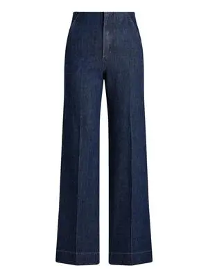 Scanlan Theodore Denim Cropped Wide Leg Jeans - Indigo.b