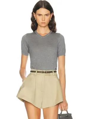 Renggli Silk Cashmere V-neck Knit Tee - Pebble