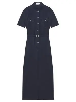 Alexander McQueen Wool Gabardine Uniform Midi Dress - Indigo
