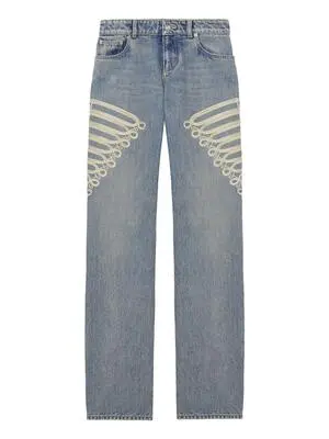 ALEXANDER MCQUEEN MCQUEEN Metallic Frogging Straight Leg Jeans