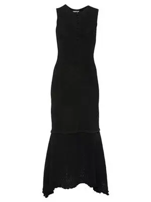 Sandro Lace-effect Ruffled Knit Dress - Black