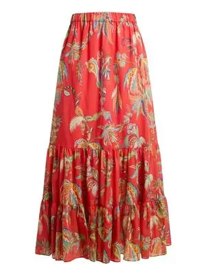 Etro Cotton Paisley-print Maxi Skirt - Red