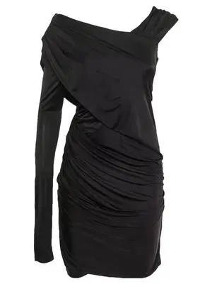 ALEXANDER WANG One-shoulder Draped Mini Dress - Black