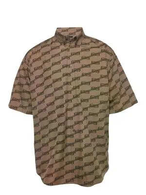 Balenciaga Monogram-print Oversized Shirt - Neutrals