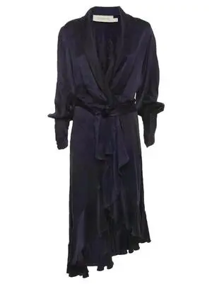 Zimmermann Asymmetric Wrap Midi Dress - Blue