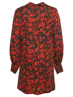 Alexander McQueen Floral Print Long Sleeve Mini Dress - Black