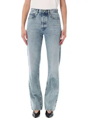 FRAME Vertical High-waisted Straight Jeans - Denim