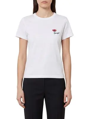 Kenzo Slim Fit Contrasting Logo Cotton T-shirt - White