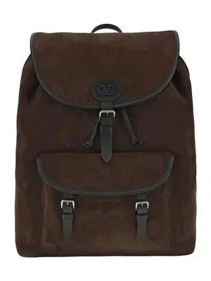 VALENTINO Valentino Garavani Antibes Suede Calfskin Backpack With VLogo Signature