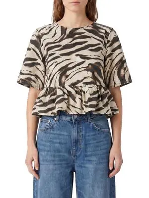 GANNI All-over Zebra Print Organic Cotton T-shirt - Multicolor