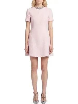 Valentino Garavani A-line Mini Dress With Rhinestone Embellishment - Pink